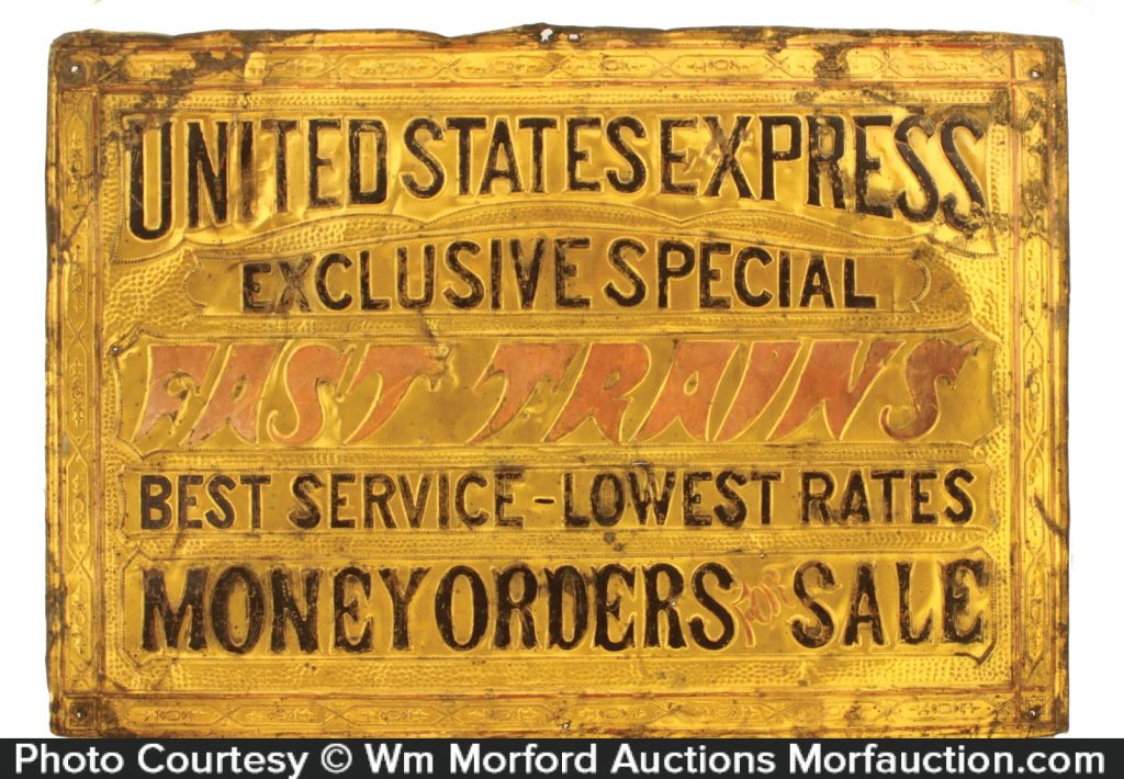 United States Express Fast Trains Sign • Antique Advertising