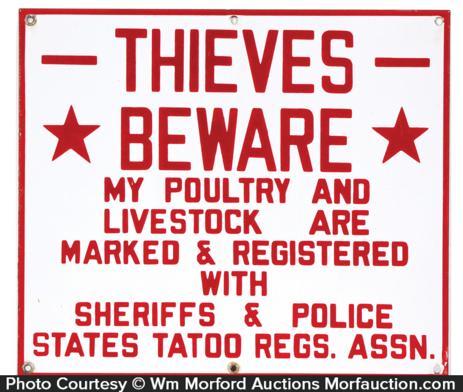 Thieves Beware Porcelain Sign • Antique Advertising
