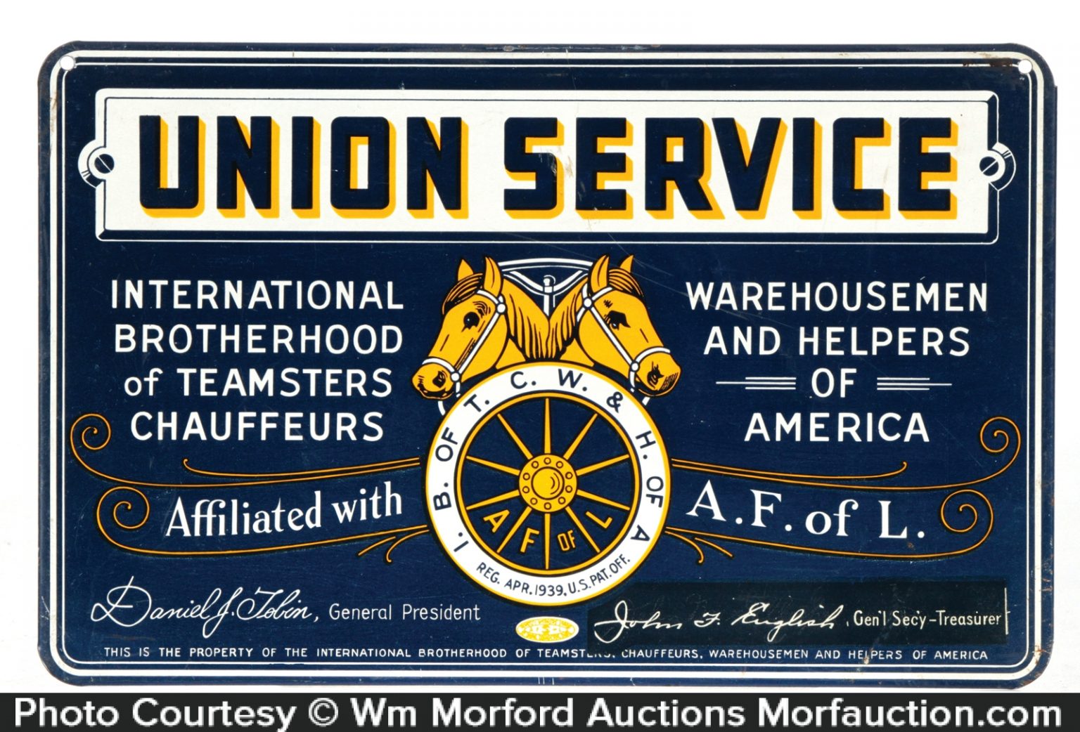 Chauffeurs Union Service Sign • Antique Advertising