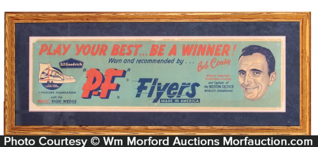 Bob Cousy P.F. Flyers Sign • Antique Advertising