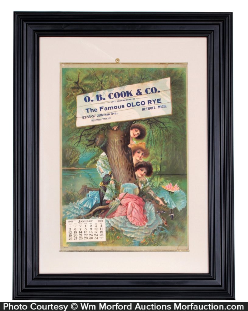 Olco Rye Whiskey Calendar • Antique Advertising