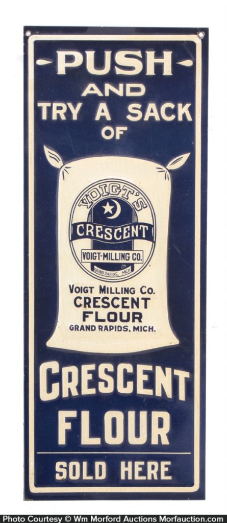 Crescent Flour Door Push • Antique Advertising