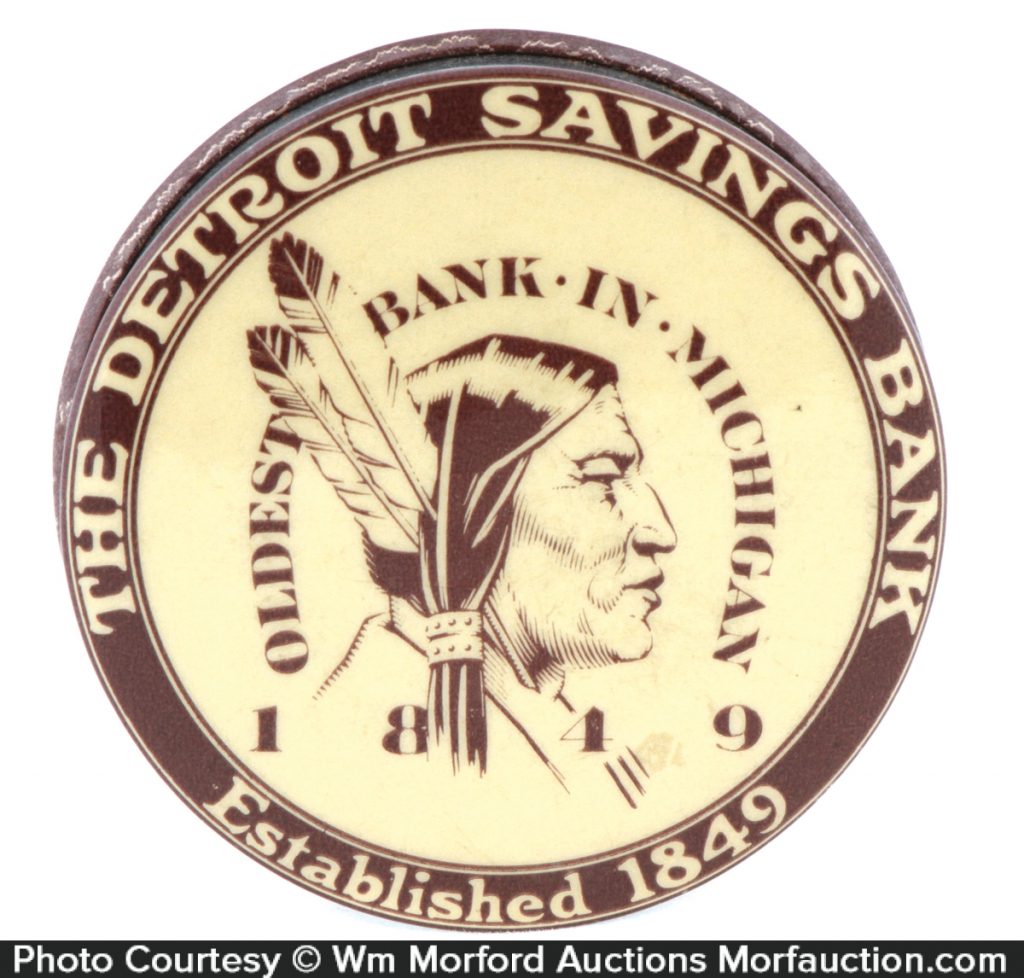 Detroit Savings Celluloid Bank • Antique Advertising