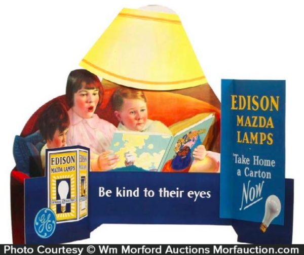 Edison Mazda Lamps Window Display • Antique Advertising
