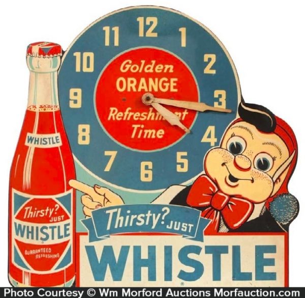 Whistle Soda Clock • Antique Advertising