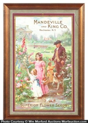 Mandeville and King Flower Seeds Sign • Antique Advertising