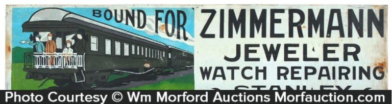 Zimmerman Jeweler Sign • Antique Advertising