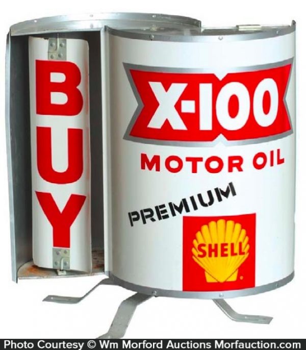 Shell X-100 Motor Oil Sign • Antique Advertising