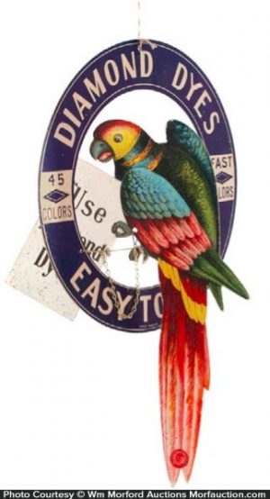 Diamond Dyes Parrot Sign • Antique Advertising