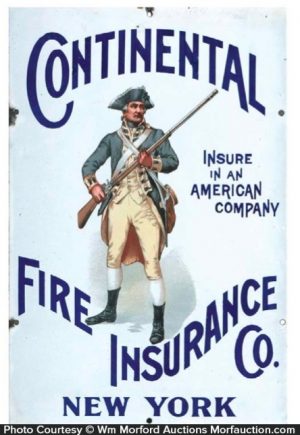 Continental Fire Insurance Sign • Antique Advertising