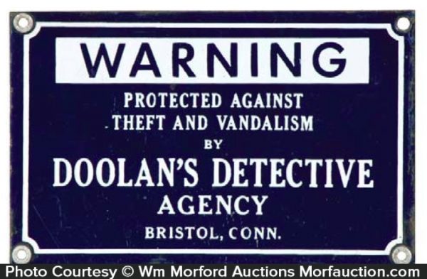 Doolan's Detective Agency Sign • Antique Advertising