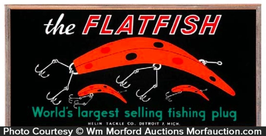Flatfish Fishing Plug Sign • Antique Advertising
