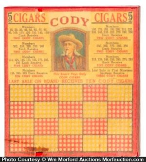 Cody Cigars Punchboard • Antique Advertising