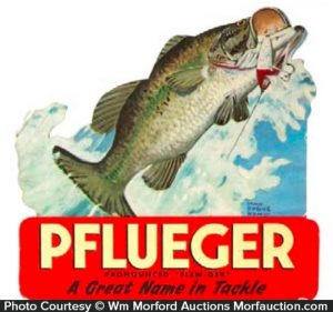 Pflueger Counter Sign • Antique Advertising