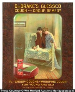 Dr. Drake's Glessco Cough Remedy Sign • Antique Advertising