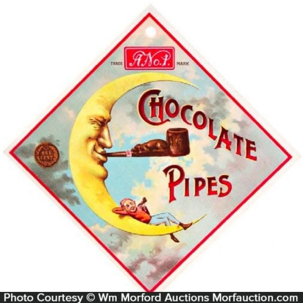 A No. 1 Chocolate Pipes Sign • Antique Advertising
