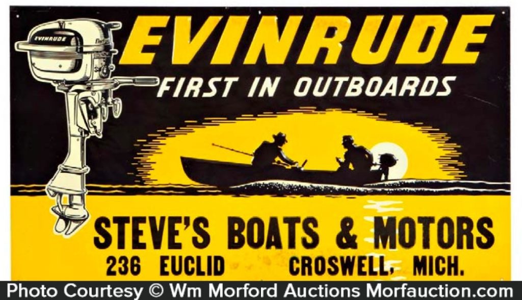 Evinrude Outboards Sign • Antique Advertising