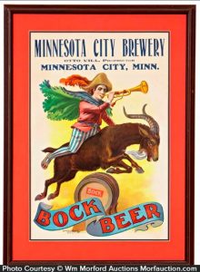Minnesota City Bock Beer Sign • Antique Advertising