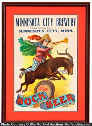 Minnesota City Bock Beer Sign • Antique Advertising