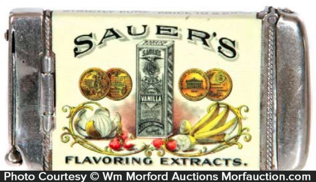 Sauer's Extracts Match Safe • Antique Advertising