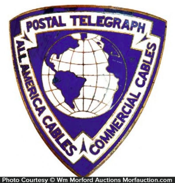 Postal Telegraph Badge • Antique Advertising