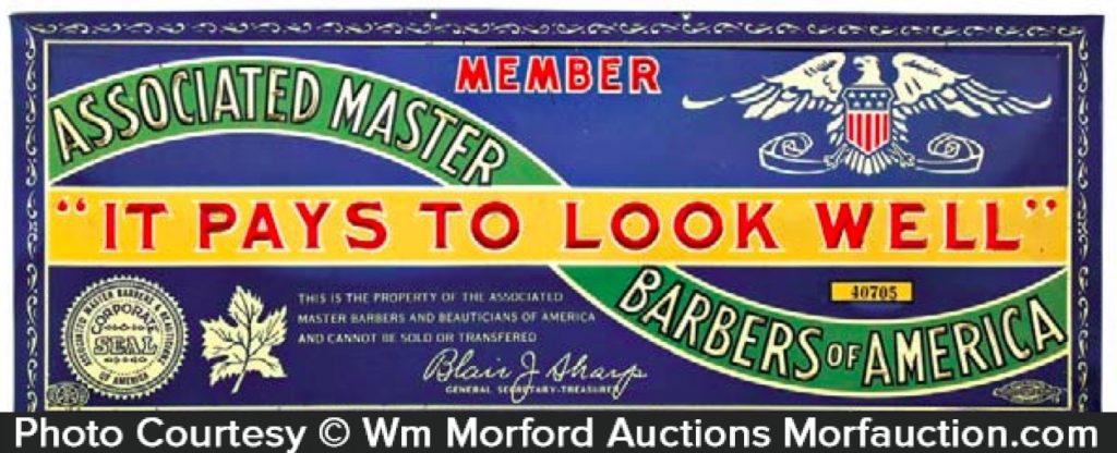 Associated Master Barbers Sign • Antique Advertising