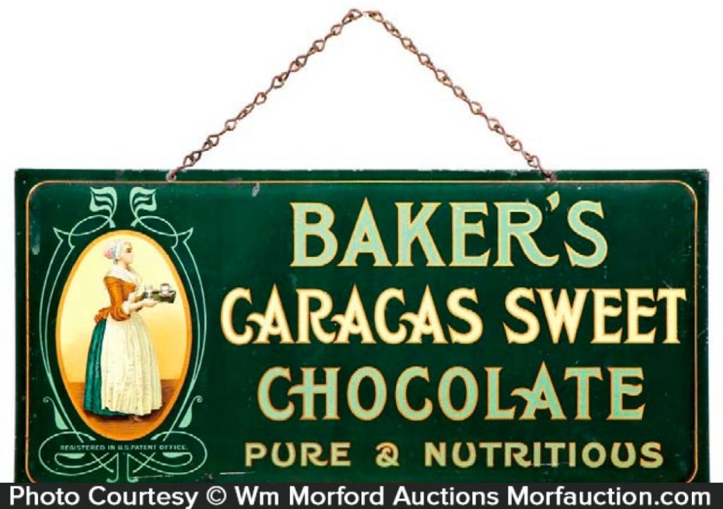 Baker's Caracas Chocolate Sign • Antique Advertising