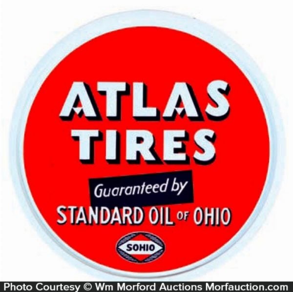 Atlas Tires Sohio Sign • Antique Advertising