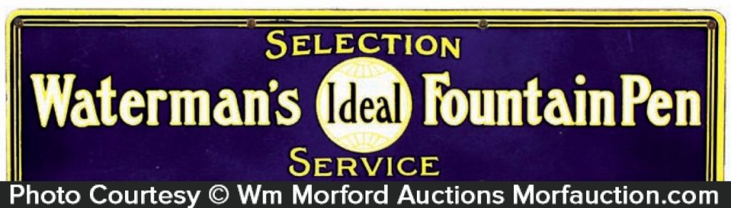 Waterman's Fountain Pen Sign • Antique Advertising