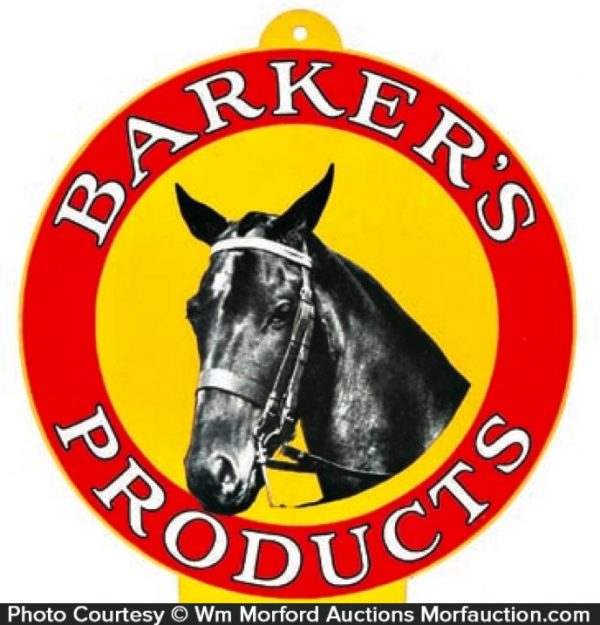 Barker's Products Sign • Antique Advertising