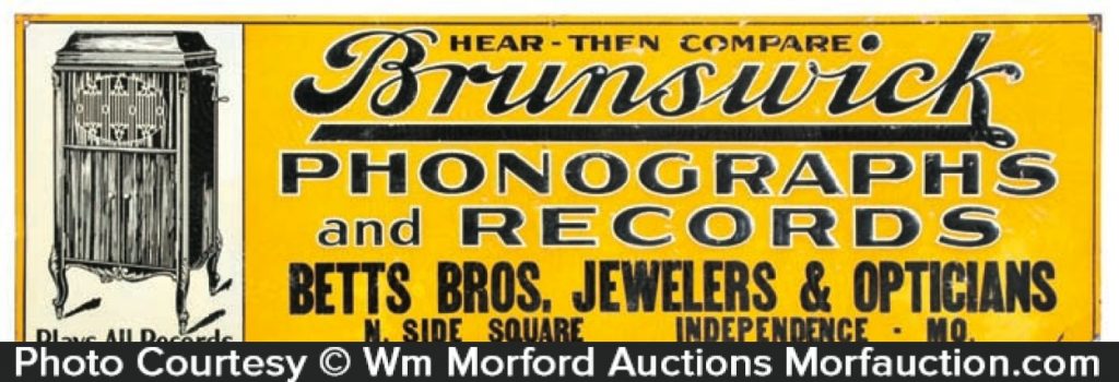 Brunswick Phonographs Sign • Antique Advertising