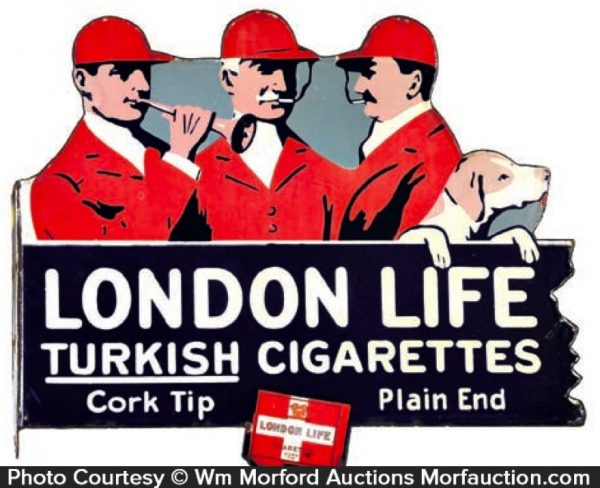 London Life Cigarettes Sign • Antique Advertising