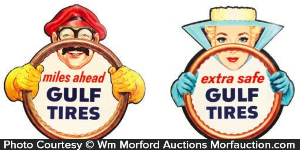 Gulf Tires Insert Signs • Antique Advertising