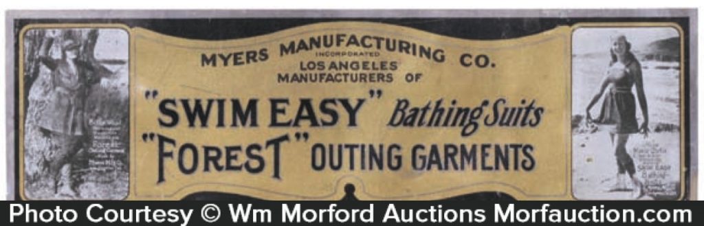 Myers Swim Easy Bathing Suits Sign • Antique Advertising