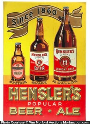 Hensler's Beer Sign • Antique Advertising