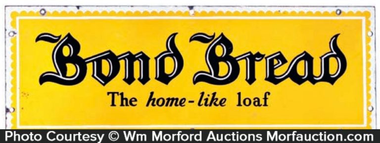 Porcelain Bond Bread Sign • Antique Advertising