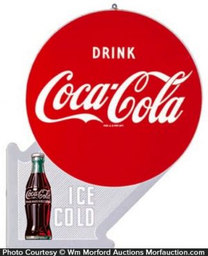 Coca-Cola Ice Cold Flange Sign • Antique Advertising