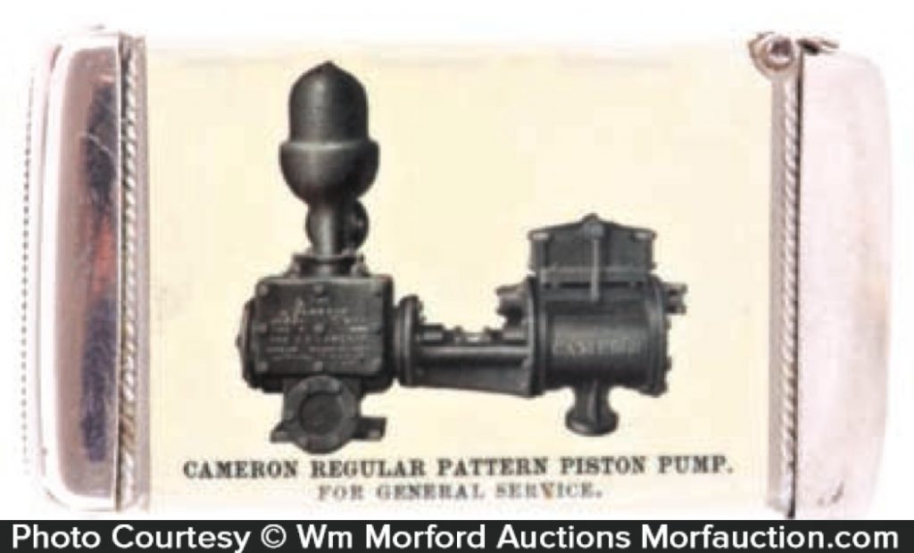 Cameron Pumps Match Safe • Antique Advertising