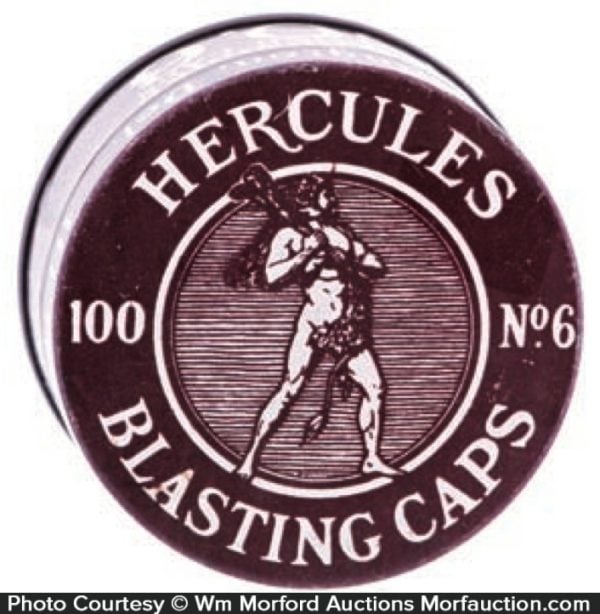Hercules Blasting Caps Tin • Antique Advertising