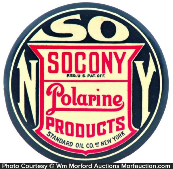 Socony Polarine Paperweight Mirror • Antique Advertising