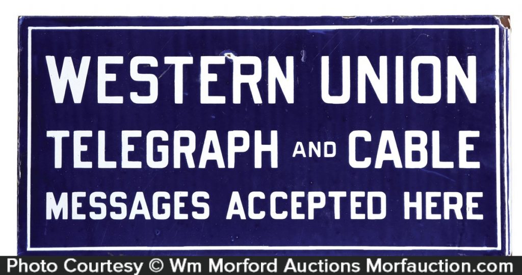 Western Union Telegraph and Cable Sign • Antique Advertising