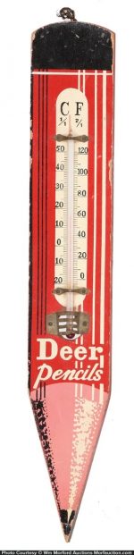 Deer Pencils Thermometer • Antique Advertising