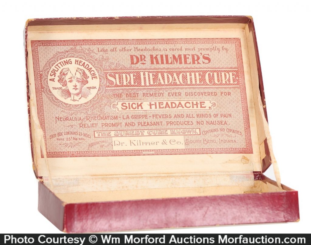 Dr. Kilmer's Headache Cure Box • Antique Advertising