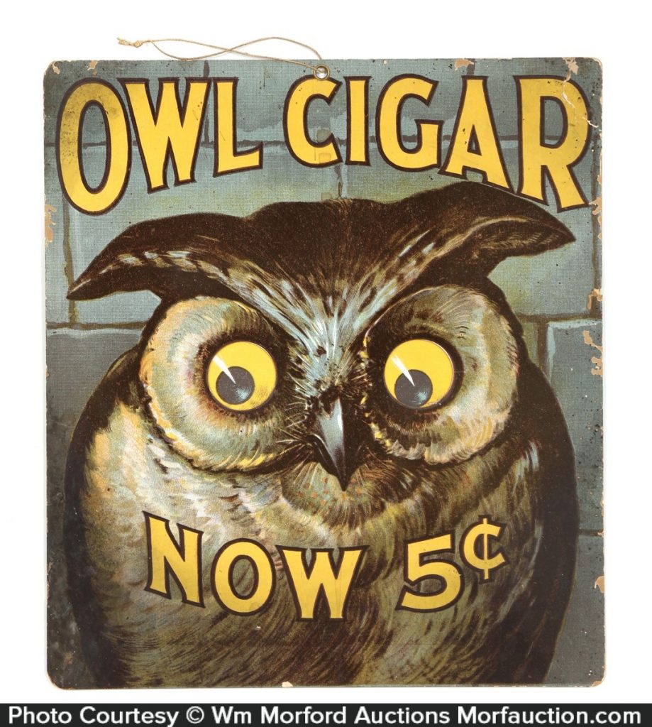 Owl Cigars Sign • Antique Advertising
