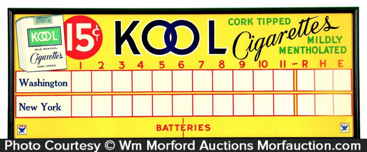 Kool Cigarettes Scoreboard Sign • Antique Advertising