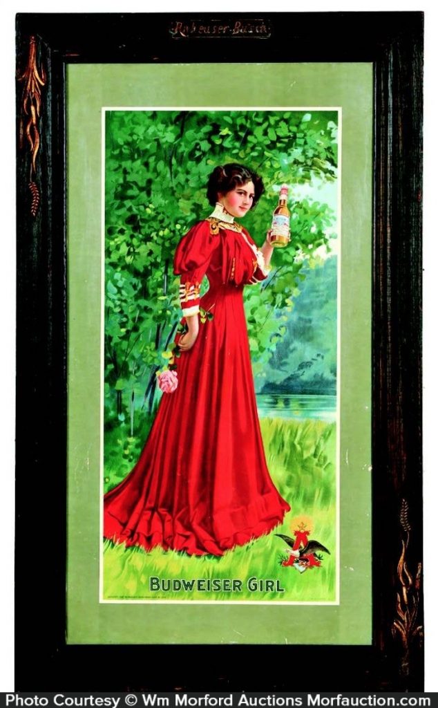 Budweiser Girl Sign • Antique Advertising