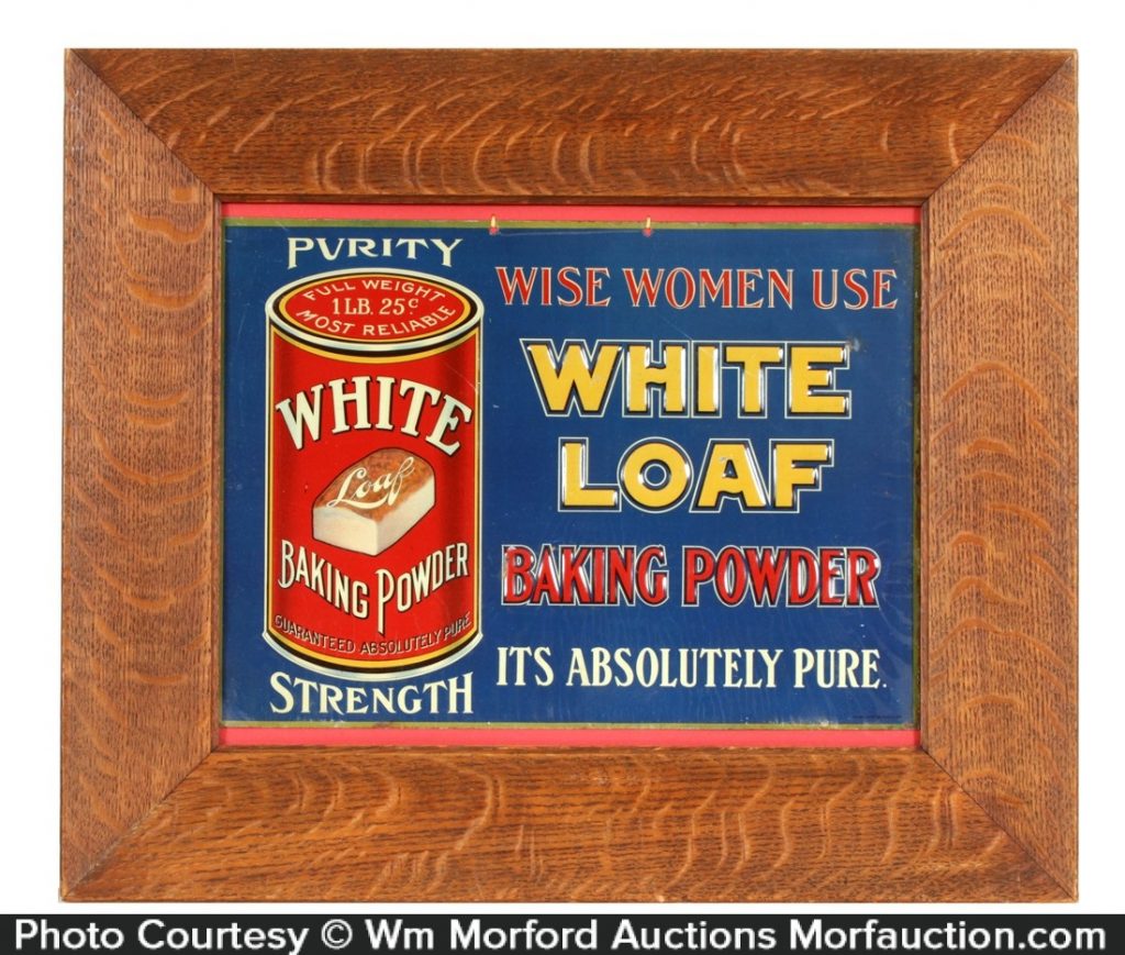 White Loaf Baking Powder Sign • Antique Advertising