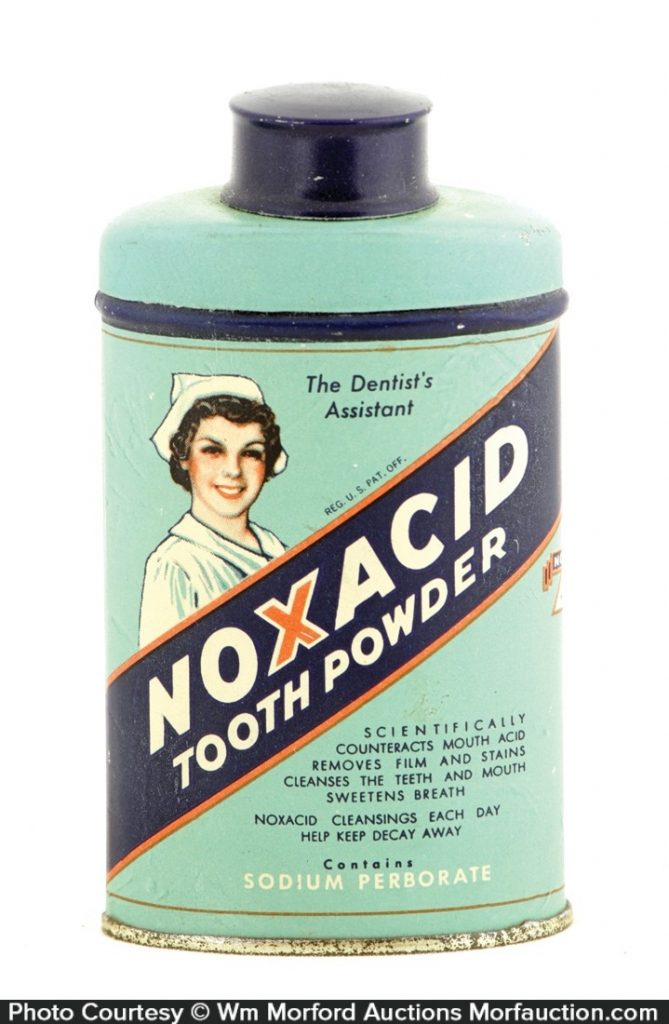 Noxacid Tooth Powder Tin • Antique Advertising