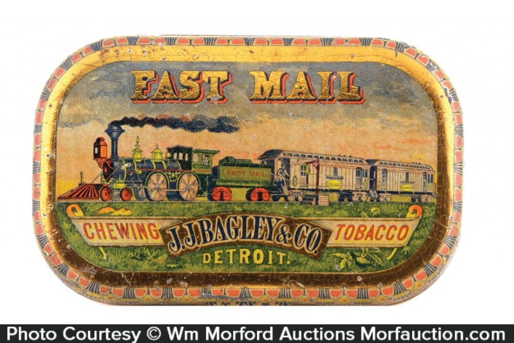 Fast Mail Chewing Tobacco Tin • Antique Advertising
