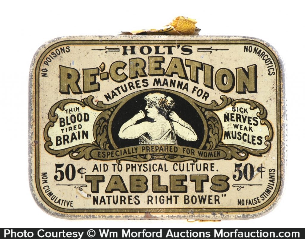 Holt's Re-Creation Tablets Tin • Antique Advertising